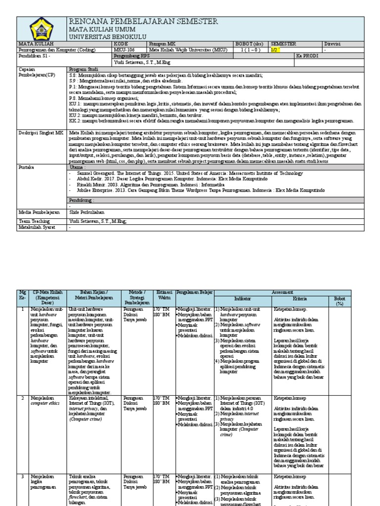 Draft RPS Matkul Coding - Ver 2 | PDF