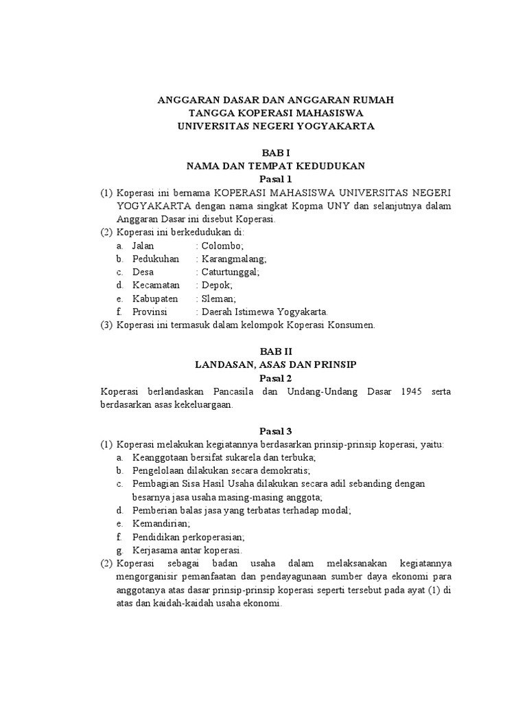 Contoh-AD-ART-Koperasi | PDF