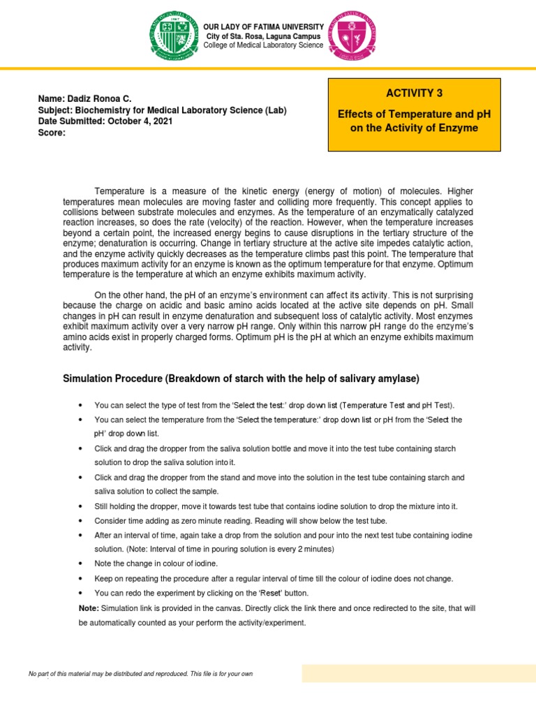 BiochemLab Activity3 | PDF | Enzyme | Active Site
