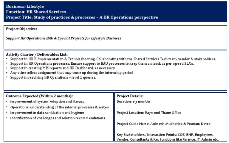 HR Operations Support Charter | PDF