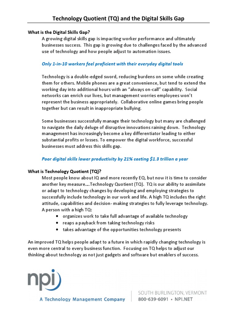 Closing the Digital Skills Gap with TQ | PDF | Databases | Application ...