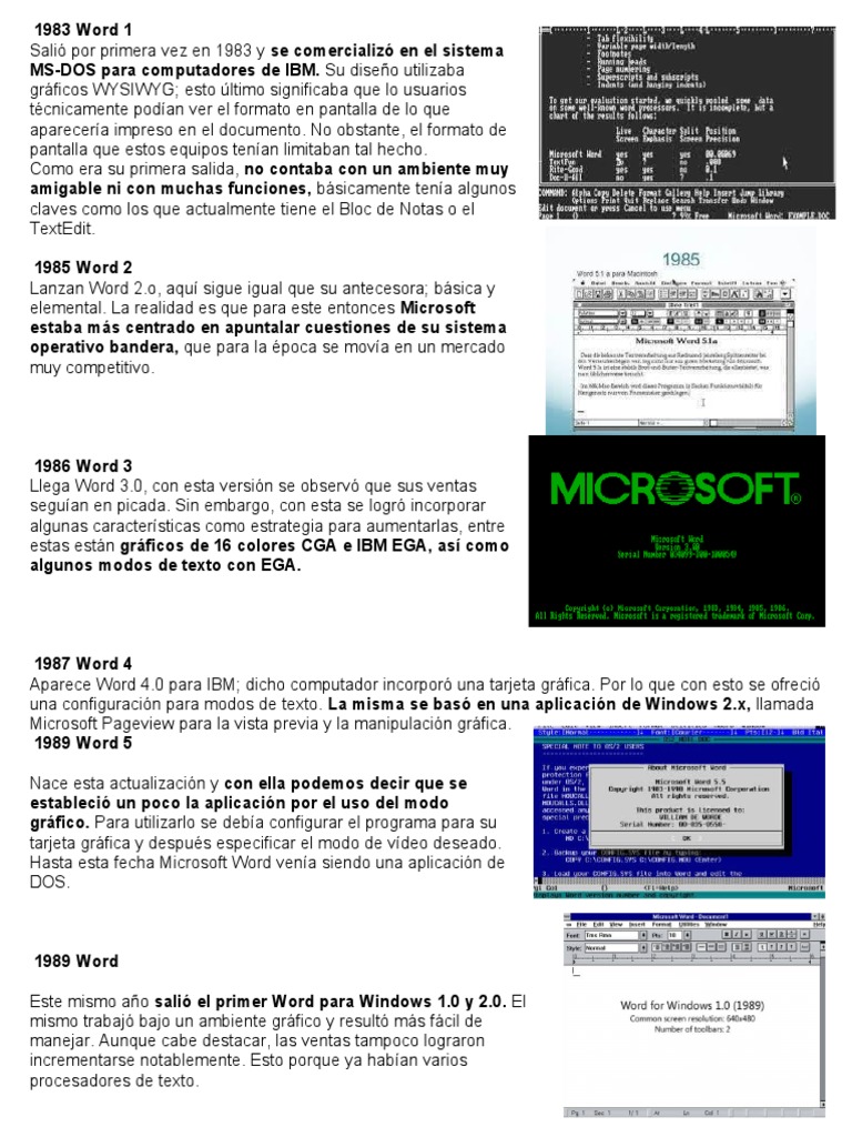Historia y evolución de Microsoft Word | PDF | Microsoft Word ...