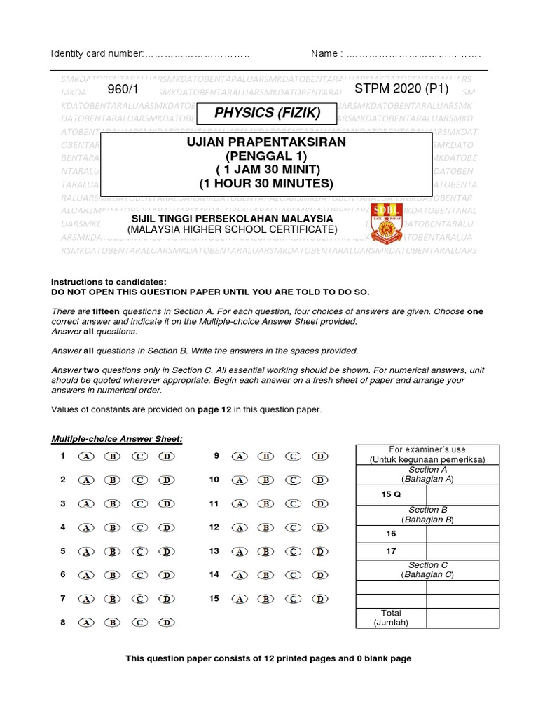Physics Sem 1 2020 Trials | PDF | Gases | Orbit
