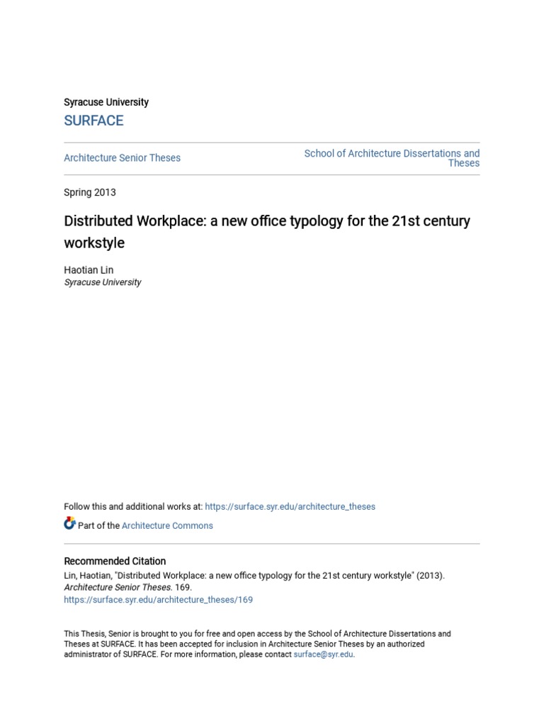 Distributed Workplace Thesis 2013 | PDF | Thesis | Employment