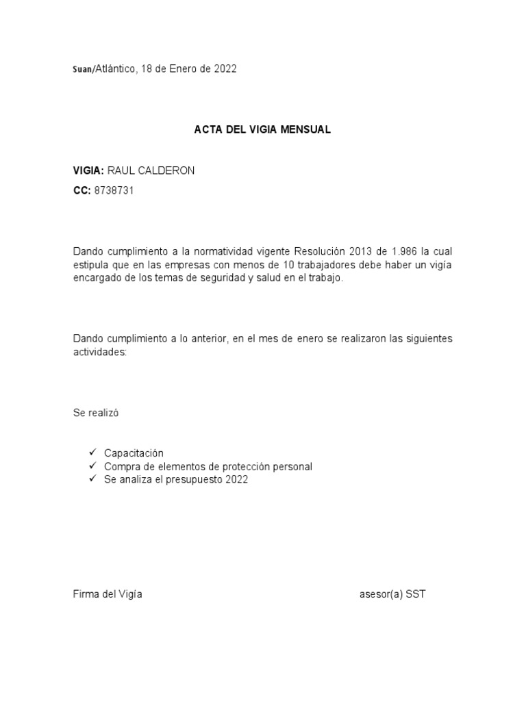 Acta Del Vigia | PDF