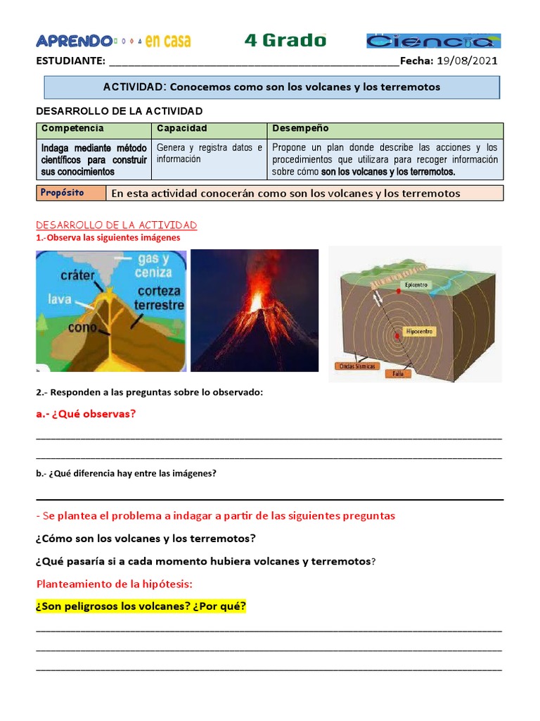 4 Conocemos Como Son Los Volcanes y Los Terremotos | PDF | Temblores ...