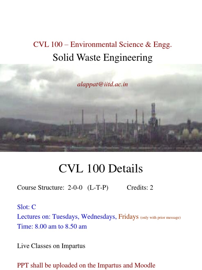 Solid Waste Engineering: CVL 100 - Environmental Science & Engg | PDF ...