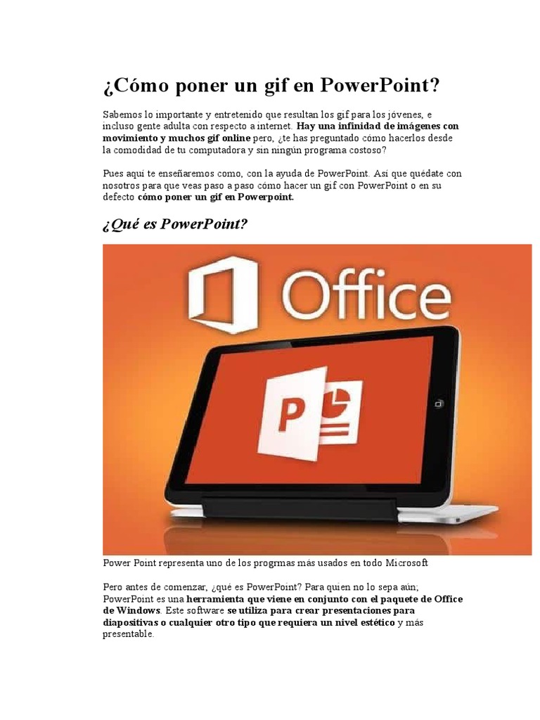 Cómo Poner Un Gif en PowerPoint | PDF | Microsoft PowerPoint ...