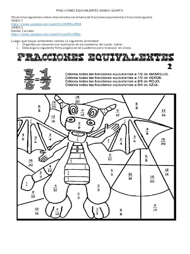Fracciones Equivalentes Grado Quinto | PDF