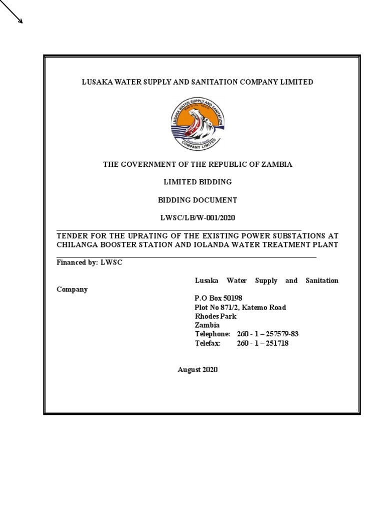Tender Document For The Uprating of Power Substation Transformers Under ...