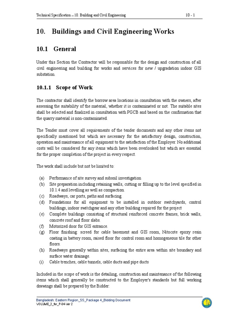 Civil Technical Specification | PDF | Foundation (Engineering) | Concrete
