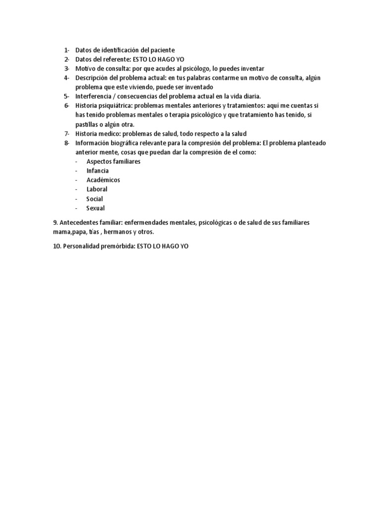 Datos de Identificación Del Paciente | PDF