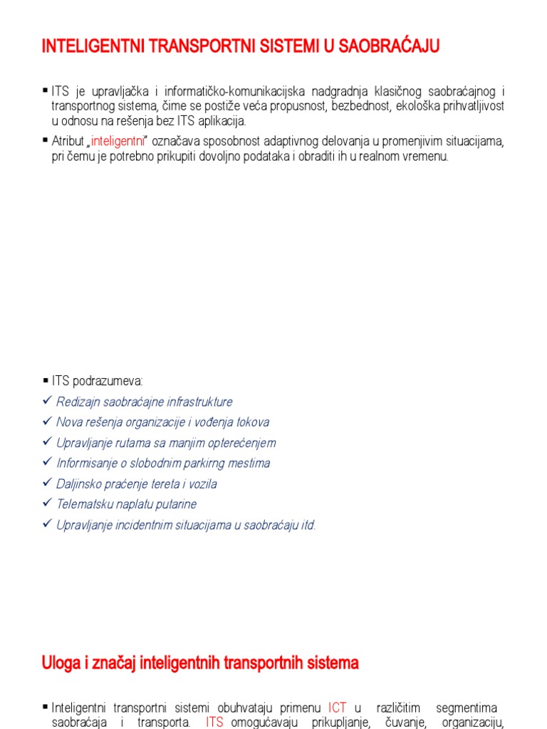Inteligentni Transportni Sistemi U Saobraćaju | PDF | Business ...