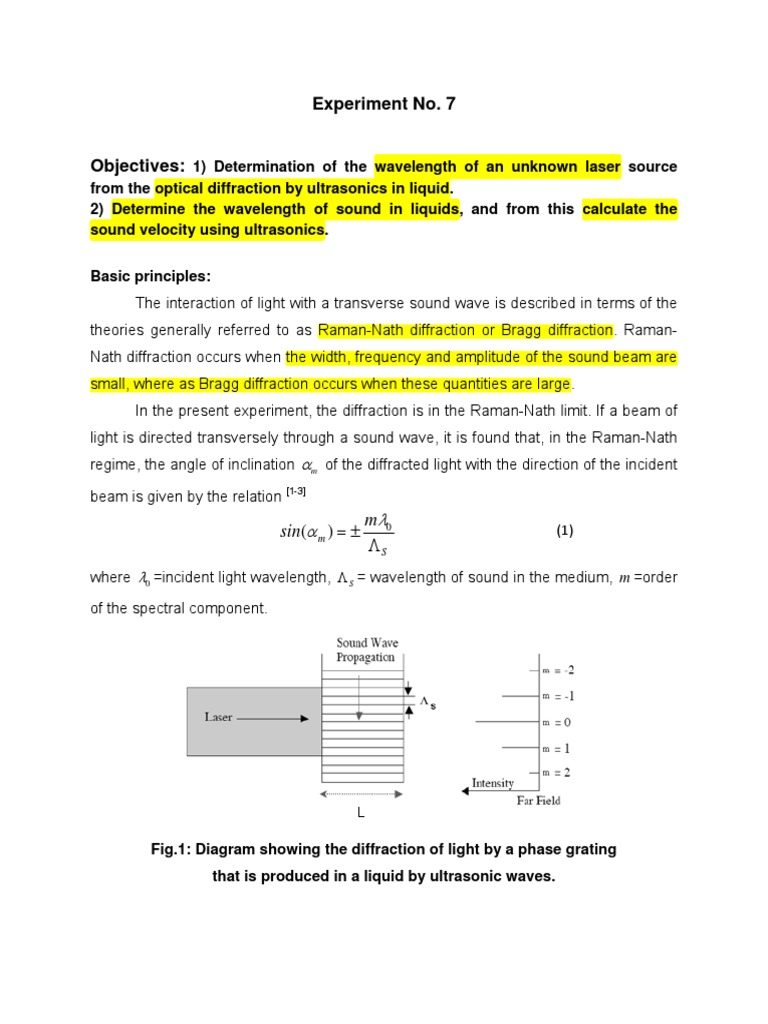 Raman Nath Diffraction Manual | PDF | Diffraction | Wavelength