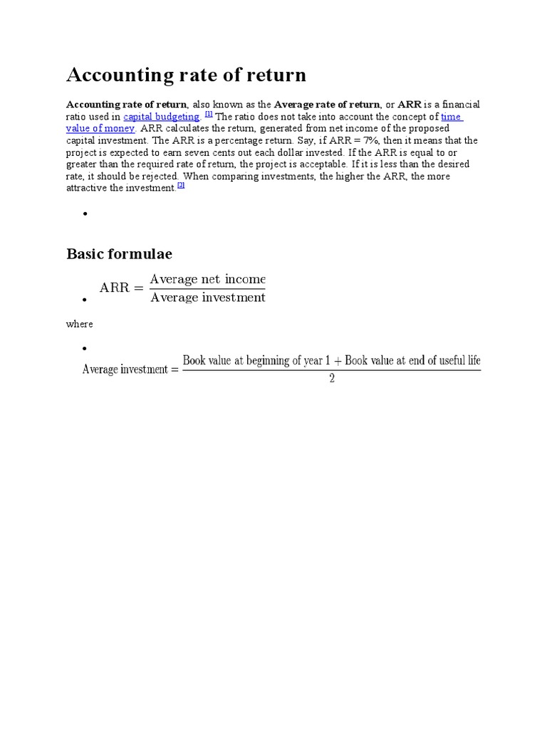 Understanding Accounting Rate of Return | PDF