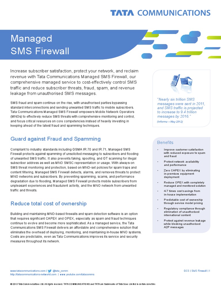 Managed SMS Firewall: Guard Against Fraud and Spamming | PDF | Spamming ...
