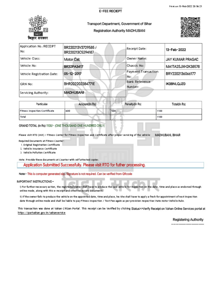 VAHAN 4.0 (Citizen Services) - Onlineapp01 - 135 - 8014 | PDF