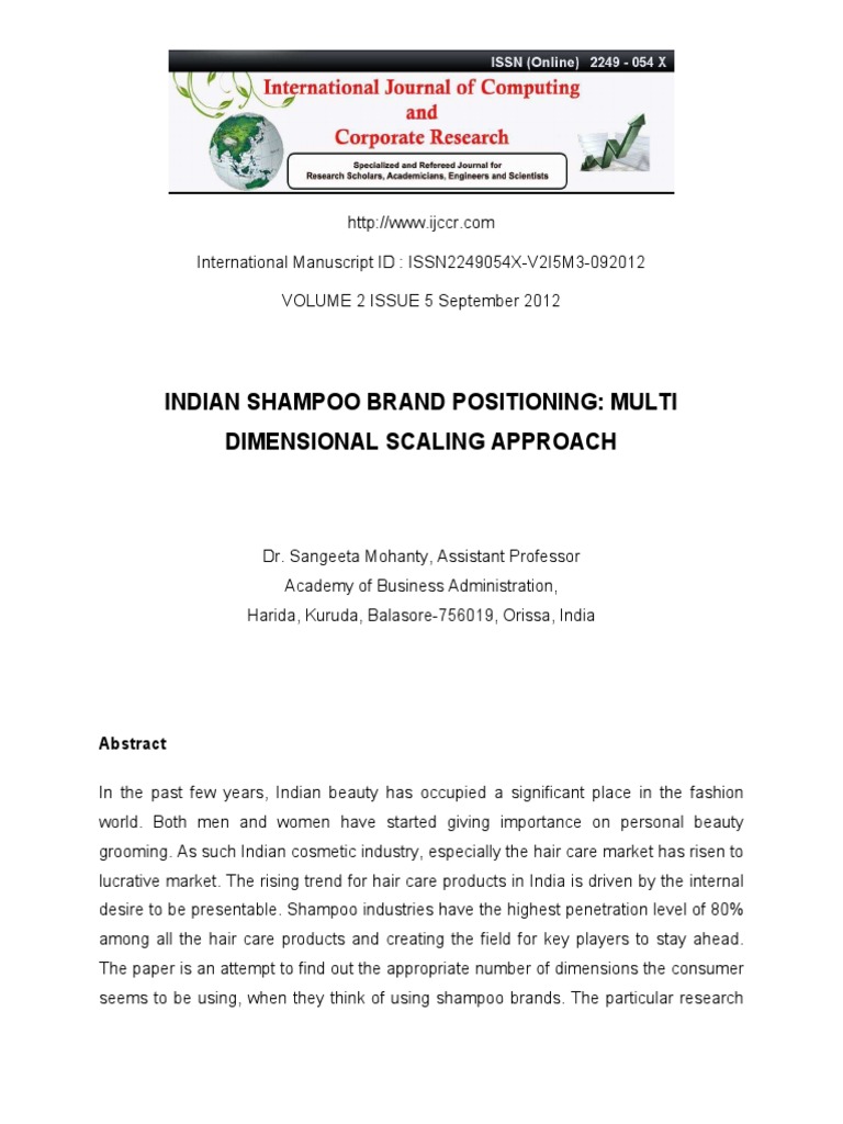 Indian Shampoo Brand Positioning: Multi Dimensional Scaling Approach | PDF | Marketing