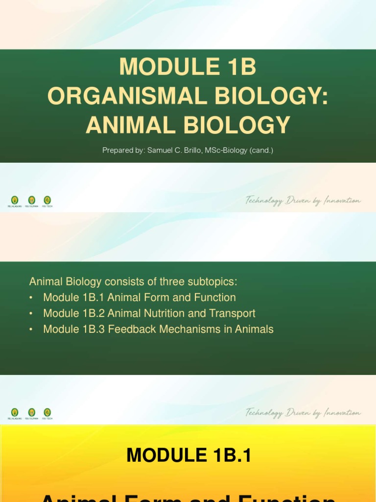 MODULE 1B Organismal Biology-Animal Biology | PDF | Skeleton | Adaptive ...