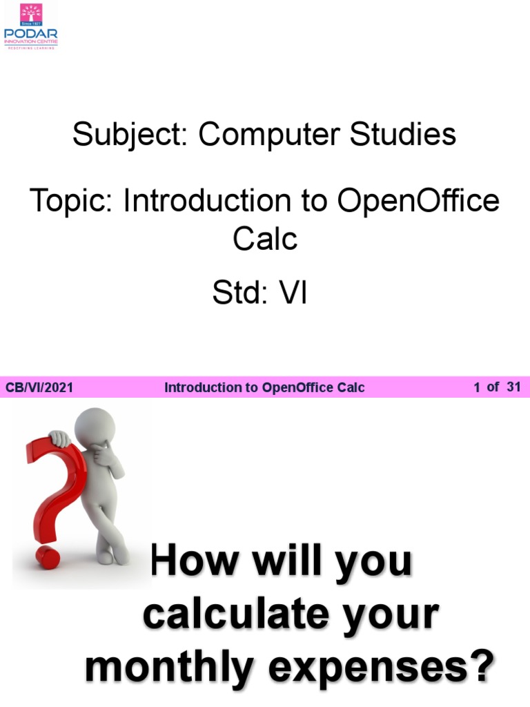 CBSE - VI - Computers - Introduction To OO Calc | PDF | Spreadsheet ...