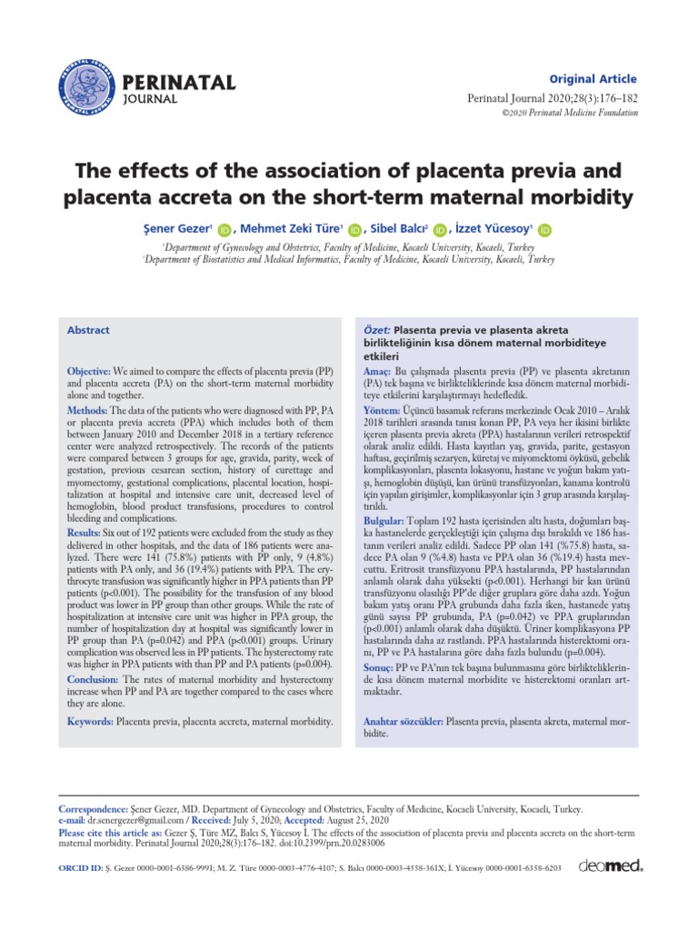 Placenta Previa Journal | Download Free PDF | Caesarean Section ...