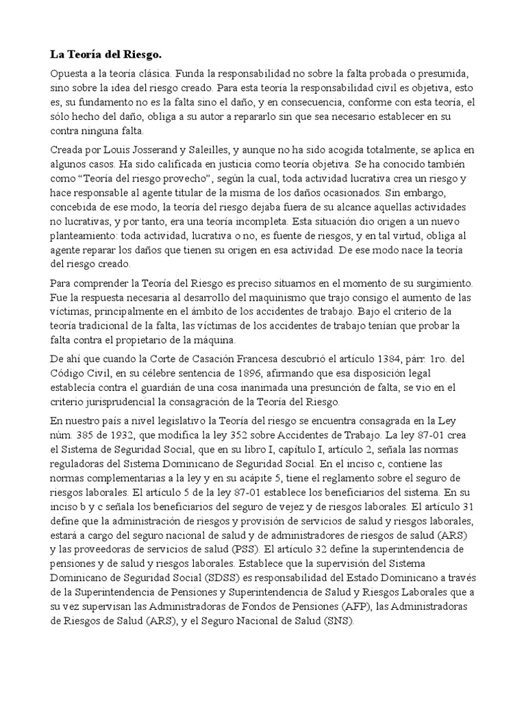 Teoría Del Riesgo. | PDF | Teoría | Seguro
