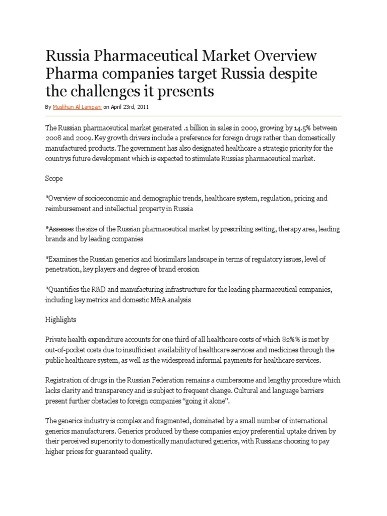 Russia Pharmaceutical Market Overview Pharma Companies Target Russia ...