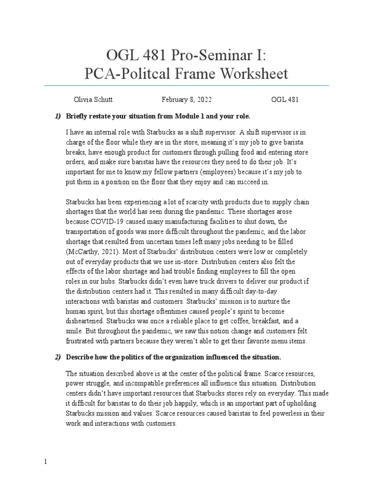 4 Political Frame Worksheet | PDF | Starbucks | Conflict Resolution