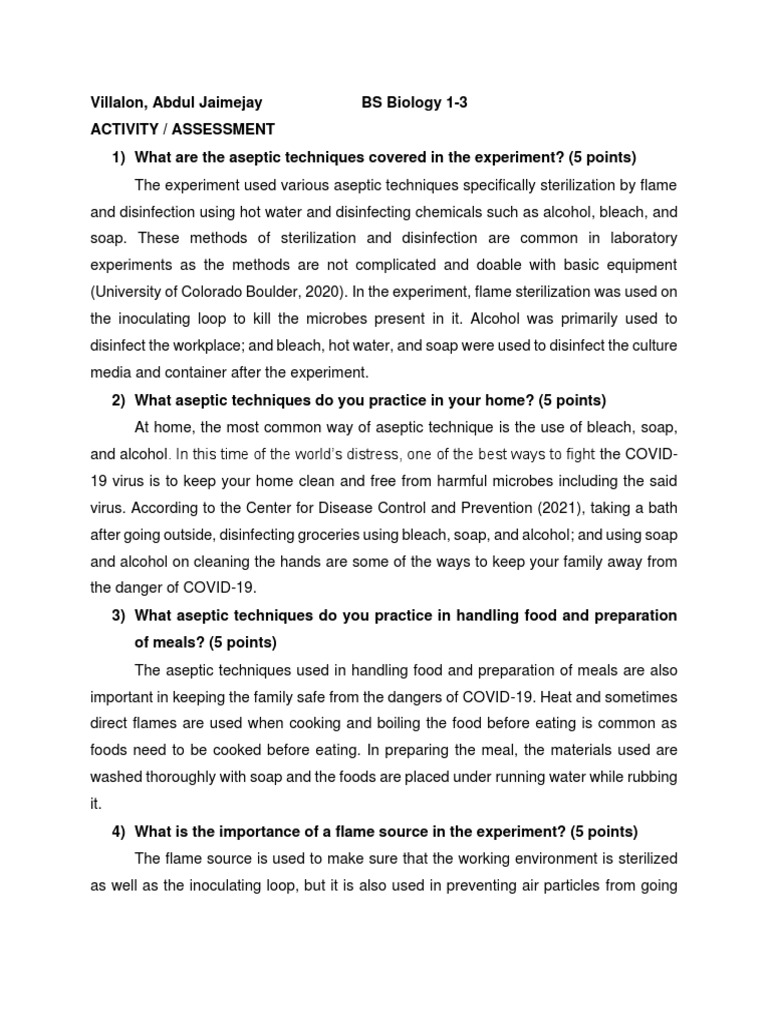 Laboratory Activity 3 Biology | PDF | Sterilization (Microbiology ...