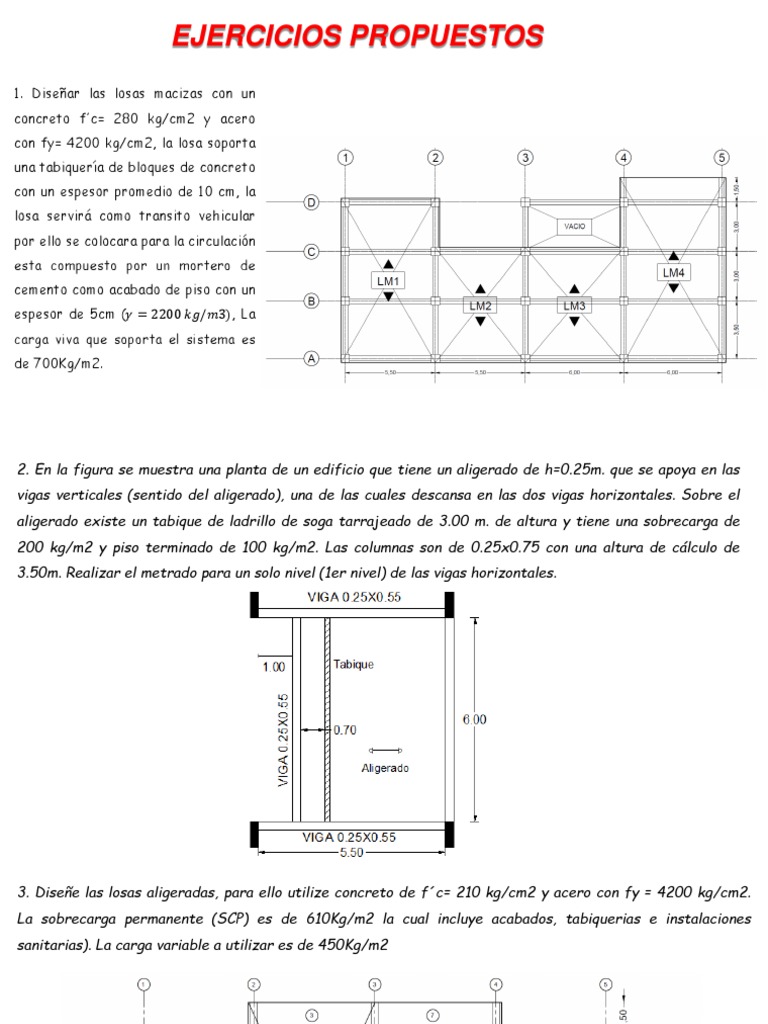 Problemas Propuestos para Examen Final Concreto Armado UPN | PDF | Hormigón | edificio