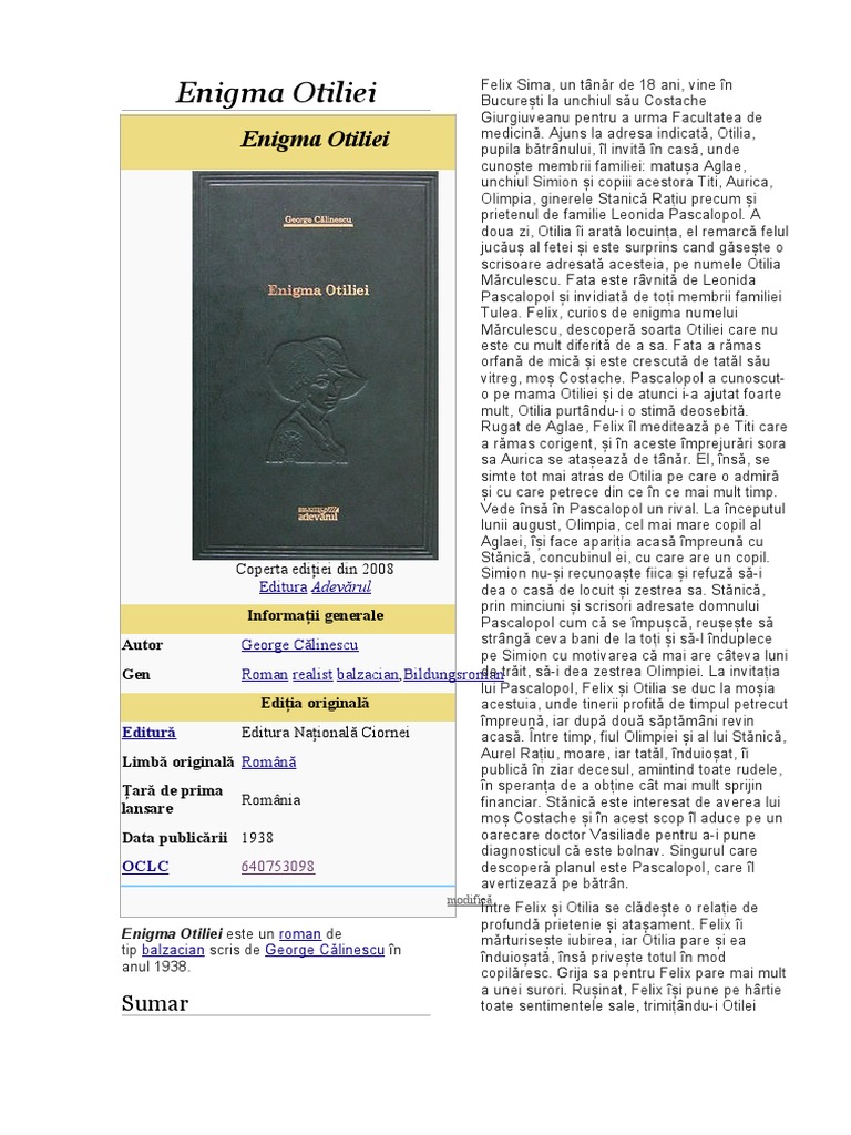 Enigma Otiliei | PDF