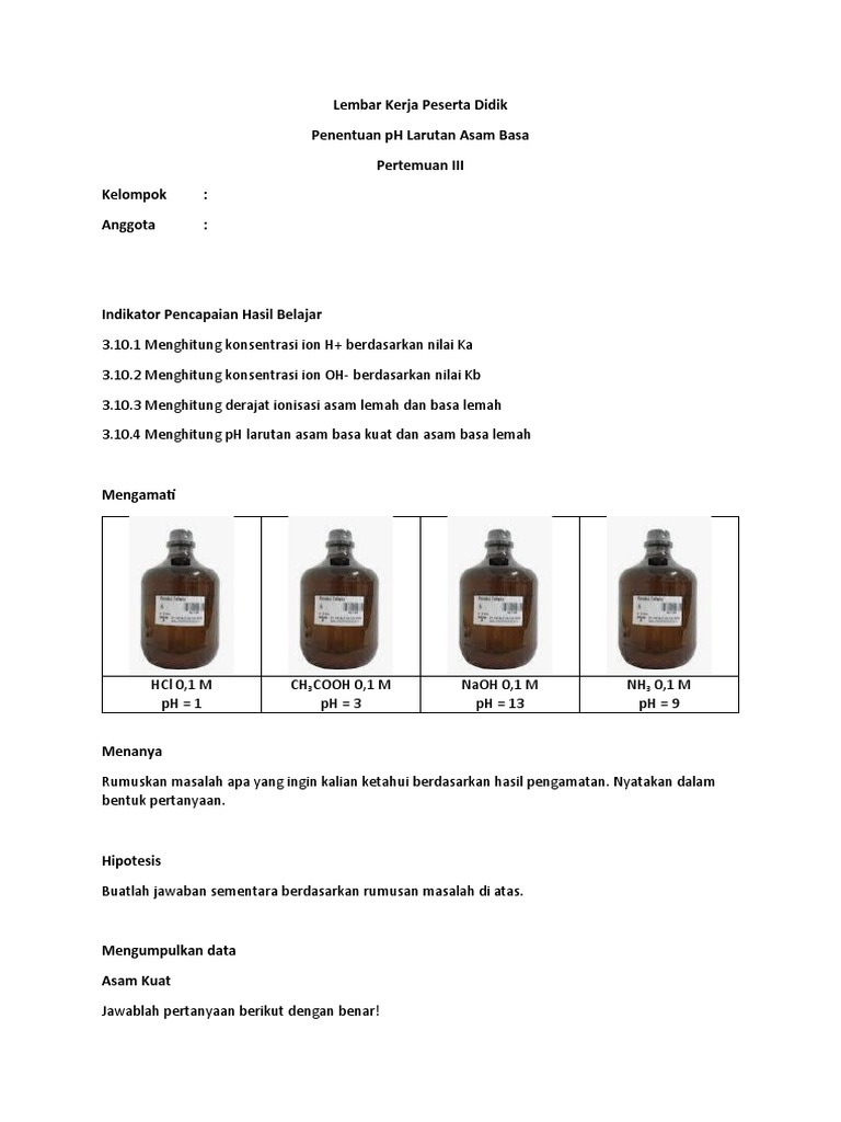 LKPD PH Asam Basa | PDF