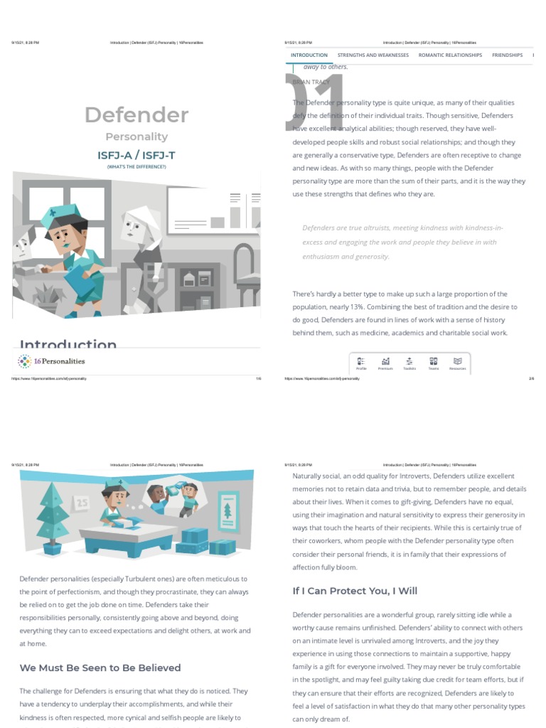 Introduction - Defender (ISFJ) Personality - 16personalities | PDF ...
