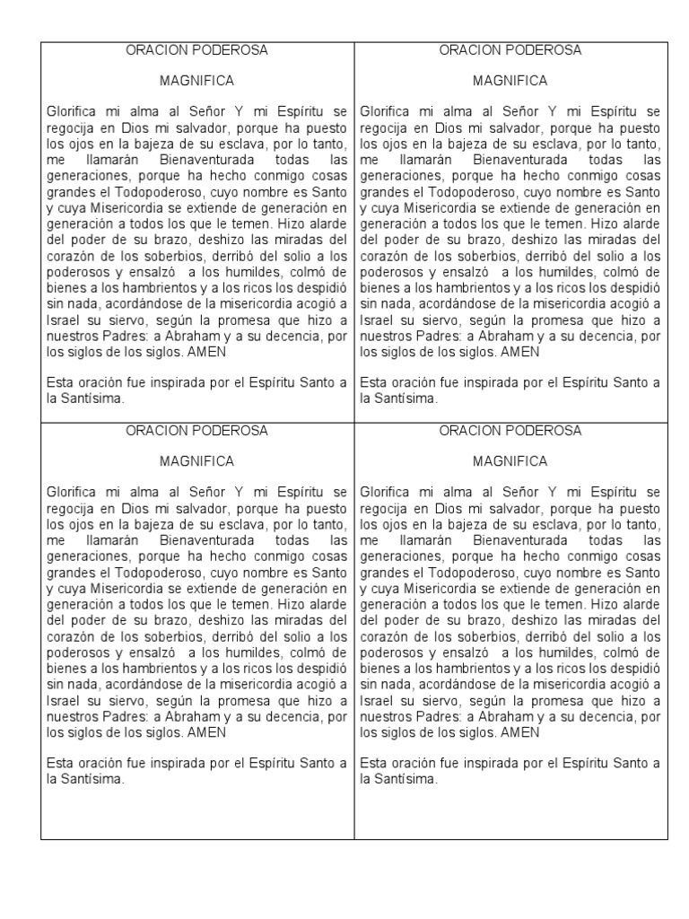ORACION PODEROSA La MAGNIFICA | PDF | Oración | Creencia religiosa y doctrina