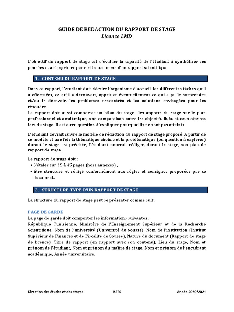 Guide de rédaction du rapport de stage | PDF | Business