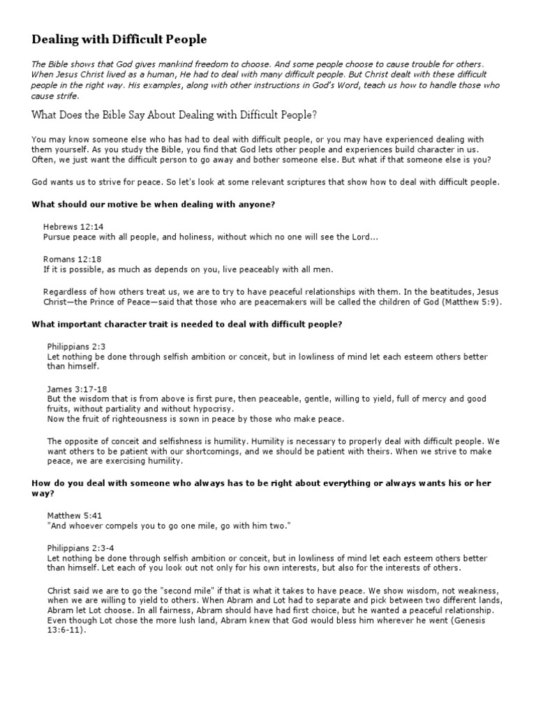 Dealing With Difficult People | PDF | Jesus | Anger