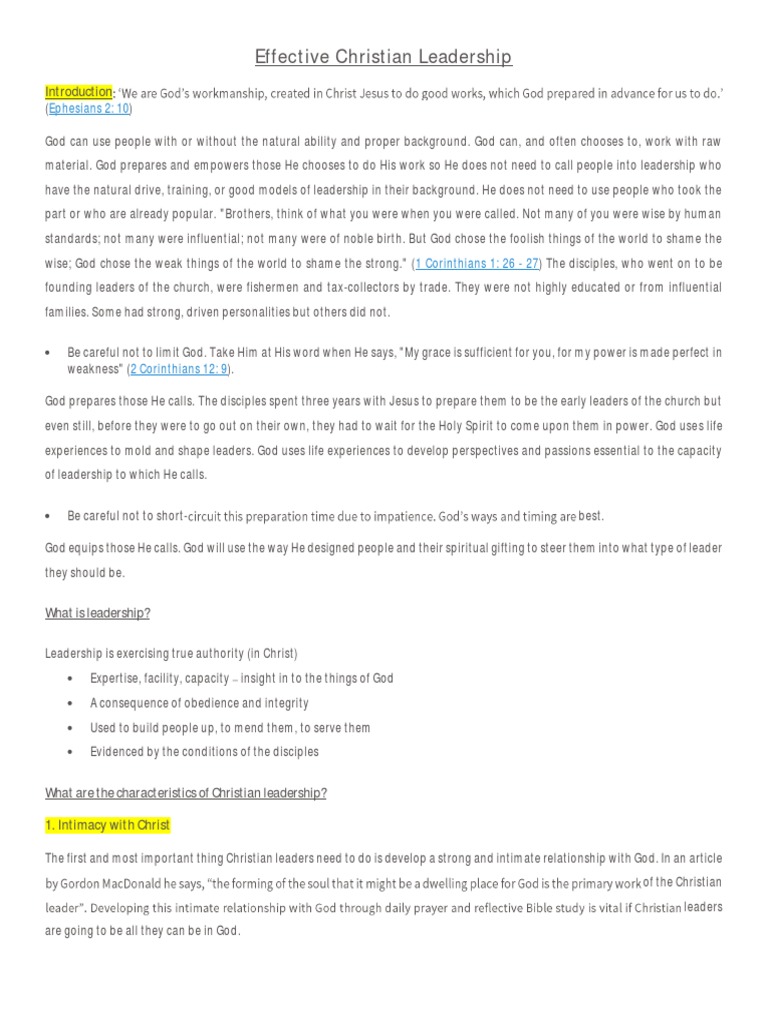 Essentials of Effective Christian Leadership | PDF | Jesus | Acts Of ...
