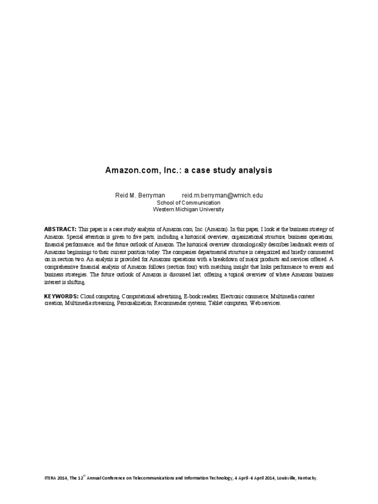 Amazon Com Inc A Case Study Analysis | PDF | Amazon Web Services | E ...