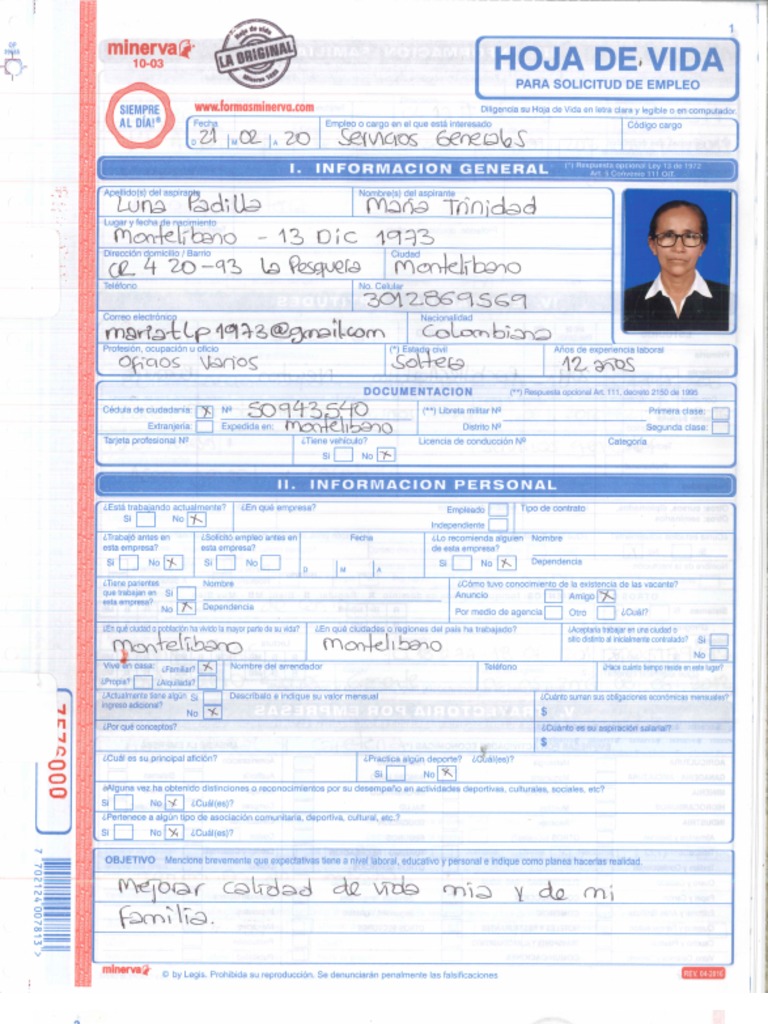 Hoja de Vida Minerva | PDF