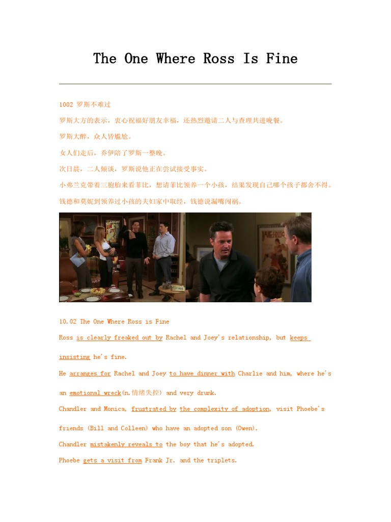 【1002】The One Where Ross Is Fine | PDF | Foods