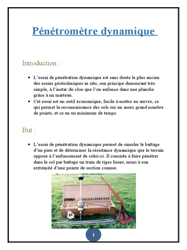 1 Penetrometre Dynamique | PDF