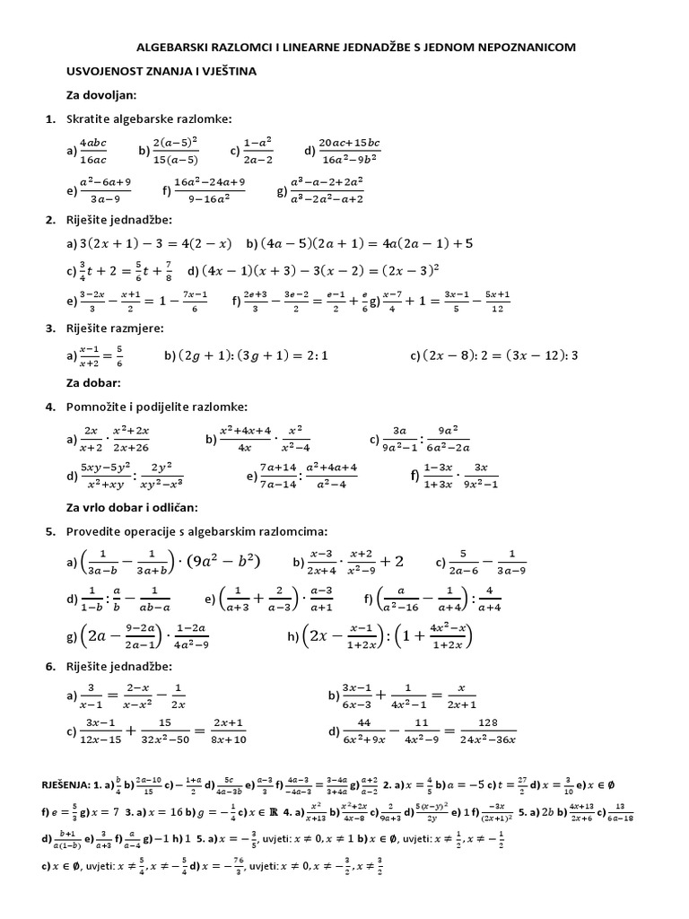 Ponavljanje Za Pisanu Provjeru Znanja | PDF