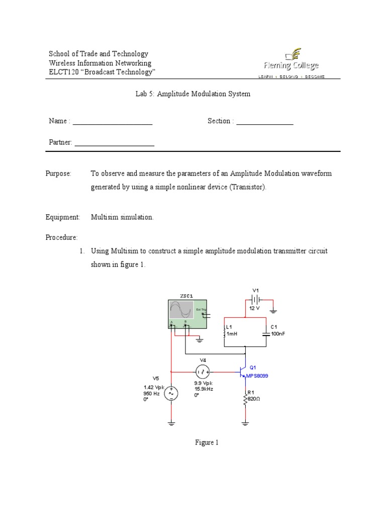 Lab 5 - Amplitude Modulation | PDF | Modulation | Telecommunications