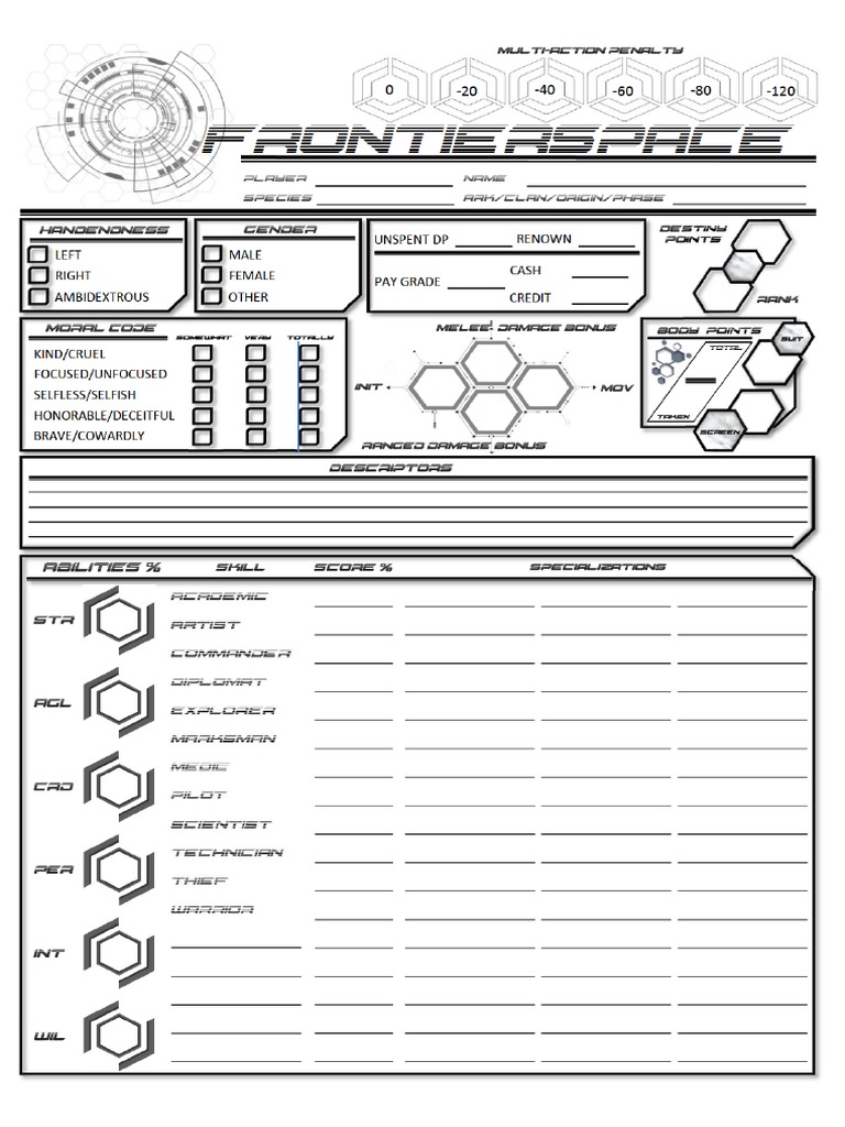FrontierSpace - Character Sheet | PDF
