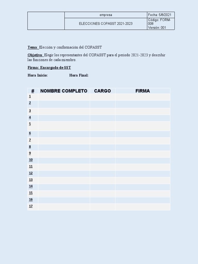 Elecciones COPASST 2021-2023 | PDF | Negocios | Informática