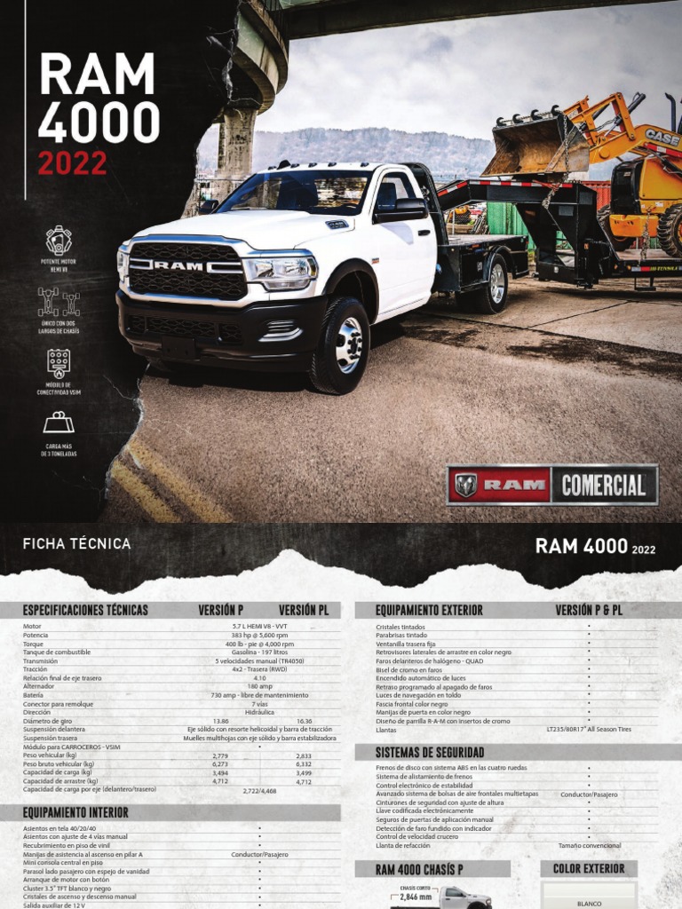Ram 4000 2022 Ficha Tecnica | PDF | Eje | Tracción en las cuatro ruedas