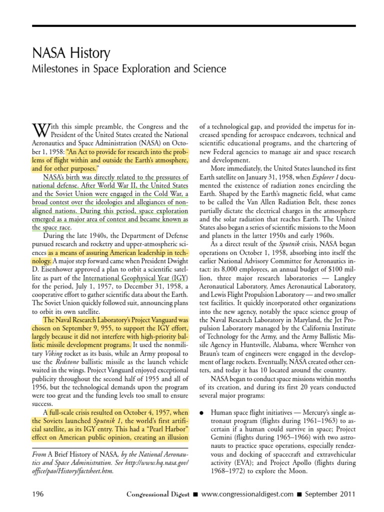 NASA History: Milestones in Space Exploration and Science | Download ...