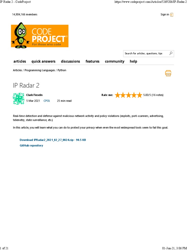 IP Radar 2 - CodeProject | PDF | Computer Network | Command Line Interface
