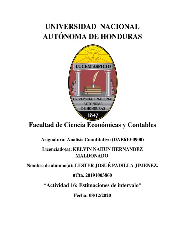 Padilla Lester U4T2a16 | PDF | Intervalo de confianza | Desviación Estándar