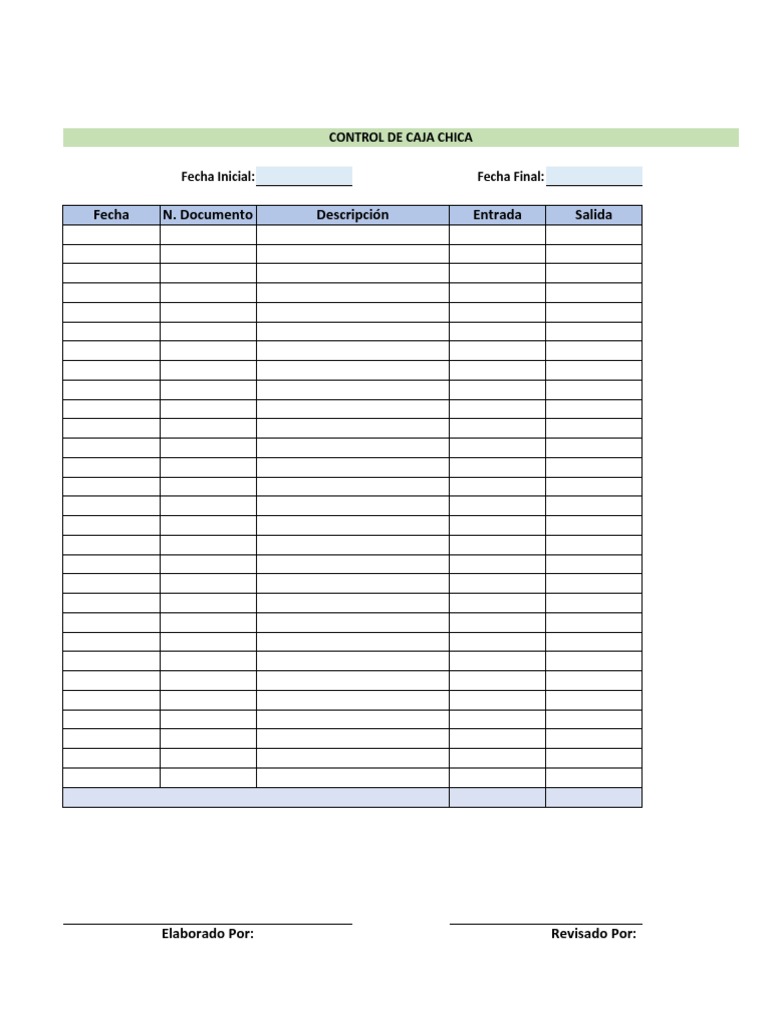 Formato - Control de Caja Chica | PDF